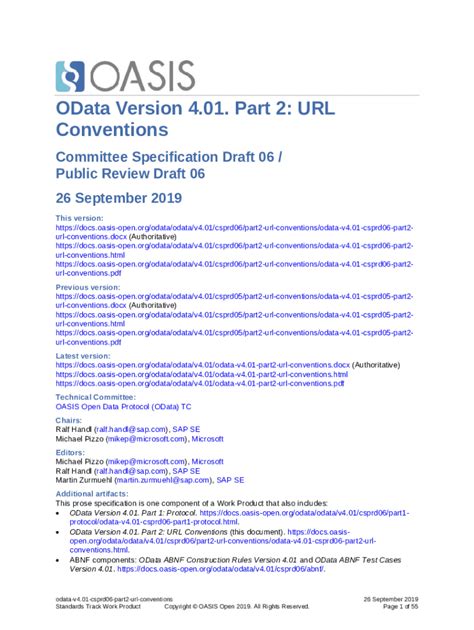 Fillable Online Docs Oasis Open Odata Version 401 Part 2 Url Conventions Oasis Library Fax