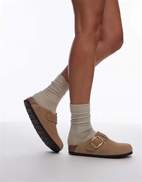Birkenstock Boston Big Buckle Clogs In Sand Asos