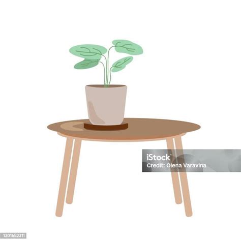 Homeplant Hijau Dalam Pot Bunga Tanah Liat Trendi Di Meja Kayu Yang