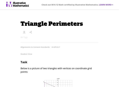 Illustrative Mathematics G Gpe Triangle Perimeters Lesson Plan For 9th