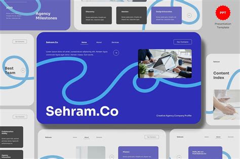 白蓝创意公司简介介绍ppt模版 Pptx Ppt 云瑞设计