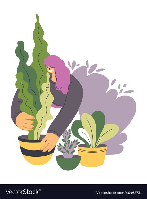 Female Character Planting And Gardening Royalty Free Vector