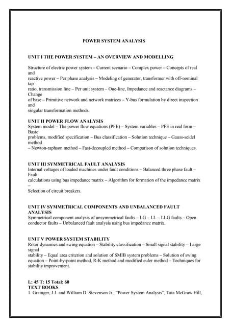 Power System Analysis Pdf