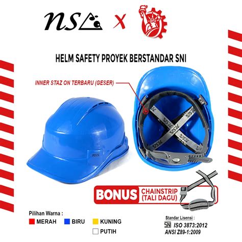 Jual Helm Proyek Kerja Safety NSA VENTED Standart SNI Original Tali