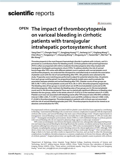 Pdf The Impact Of Thrombocytopenia On Variceal Bleeding In Cirrhotic Patients With