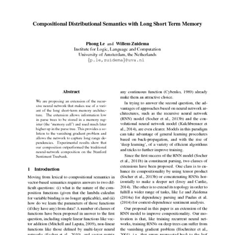 Compositional Distributional Semantics With Long Short Term Memory