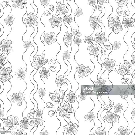 Beautiful Sakura Flower Seamless Surface Pattern Design Stock Illustration Download Image Now