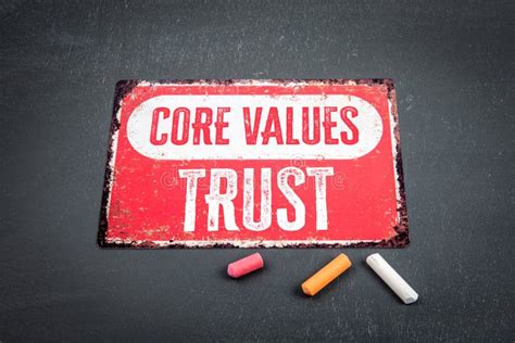 Core Values And Trust Sign With Text And Colored Pieces Of Chalk On A