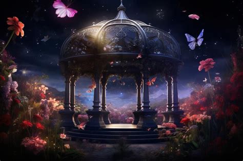 Premium Ai Image Galactic Garden Gazebo Live Wallpaper Photo
