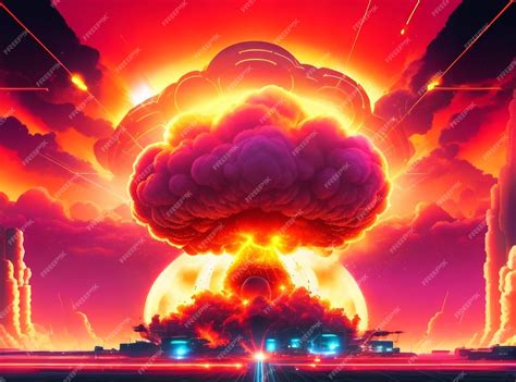 Premium Photo Atomic Inferno Vector Nuclear Explosion With Rising