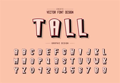 Shadow And Line Cartoon Font Vector Alphabet Tall Typeface Letter And