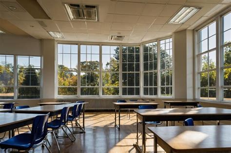 Classroom With Large Windows Premium Ai Generated Image