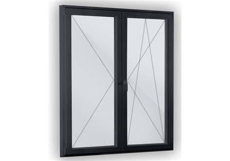 Porte fenêtre oscillo battante double vantaux PVC anthracite ouvrant