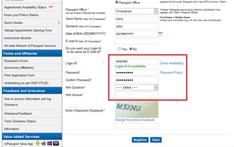 Passport Seva Portal Registration Application Form Slot