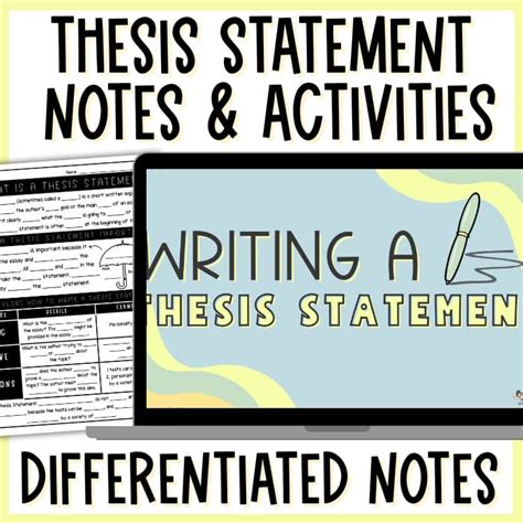 How To Write A Thesis Statement Mini Lesson Worksheets Graphic