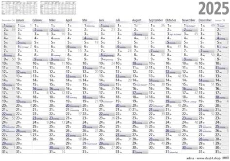 2025 ADINA Plakatkalender Wandkalender A0 119x84cm Lieferung Gefaltet