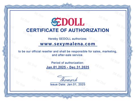 Doll Brand Authorization Certificates Sexymalena Sex Dolls