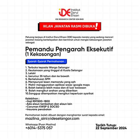 Iklan Kini Jawatan Kosong Institut Darul Ehsan Ide • Jawatan Kosong Terkini