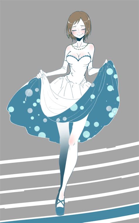 Safebooru 1girl Breasts Cleavage Closed Eyes Dress Earrings Highres