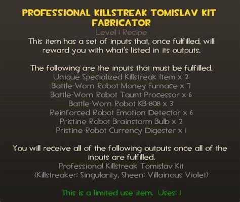 What Can I Get For This Killstreak Kit As A Kit Not A Fabricator