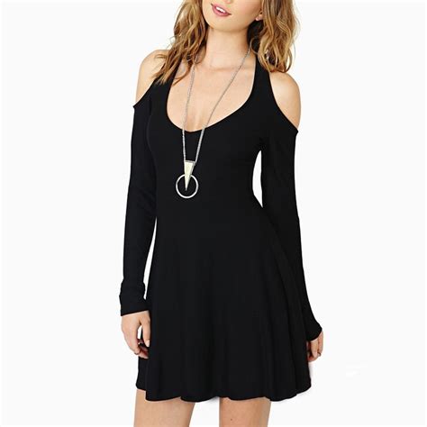 Vestido Corto Casual Sexy Hombros Descubiertos Noche Gotico 45000