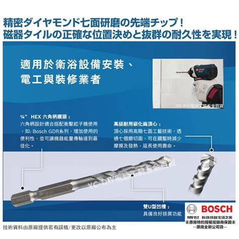 【台北益昌】德國 Bosch 最新研發 044 Td 040 日規 六角柄 磁磚鑽頭 適用 陶瓷 磁磚 瓦片 石膏 蝦皮購物