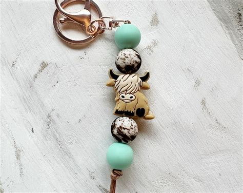 Highland Cow Keychain Vol 2 Cattle Key Fob Genuine Leather Charm