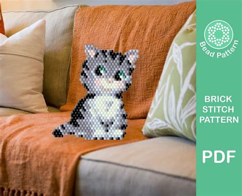 Cute Cat Brick Stitch Pattern Pdf Instant Download