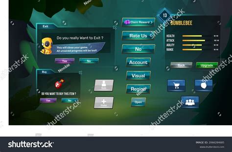 Stylize Game Ui Elements Menu Popups Stock Vector Royalty Free 2066284685