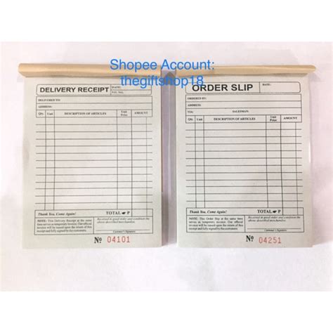 ♘delivery Receipt Order Slip Duplicate And Triplicate Shopee Philippines