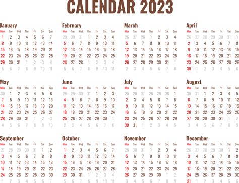 Calendrier Simple 2023 Marook Kalender PNG Calendrier 2023