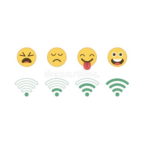 Wi Fi Different Signal Levels With Emoji Face Rate Wireless Signal