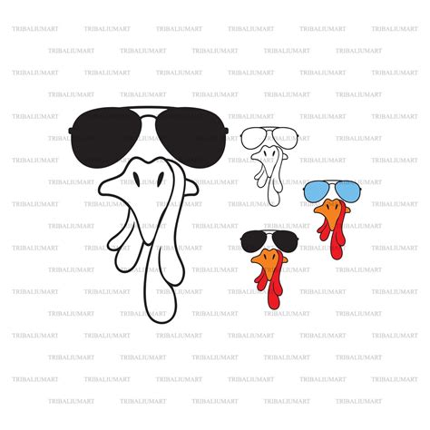 Turkey Face With Aviator Sunglasses Cut Files For Cricut Clip Art