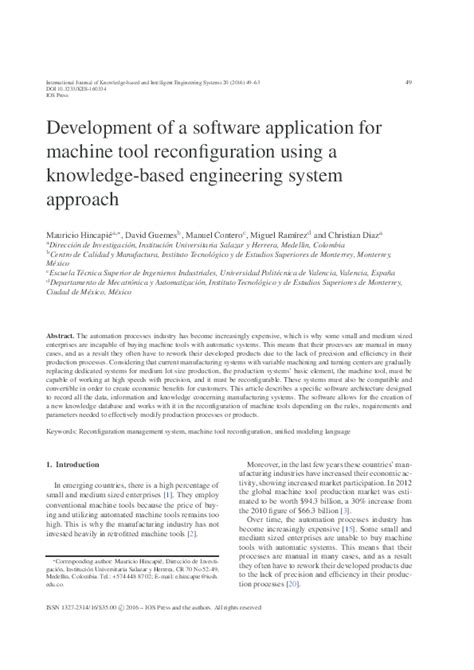 pdf development of a software application for machine tool