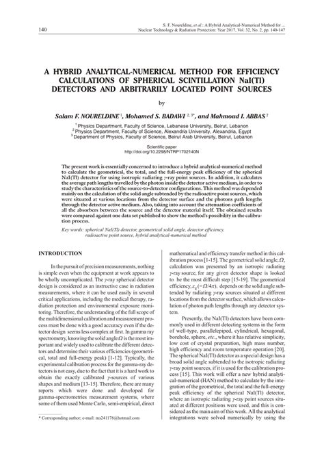 Pdf A Hybrid Analytical Numerical Method For Efficiency Calculations Of Spherical