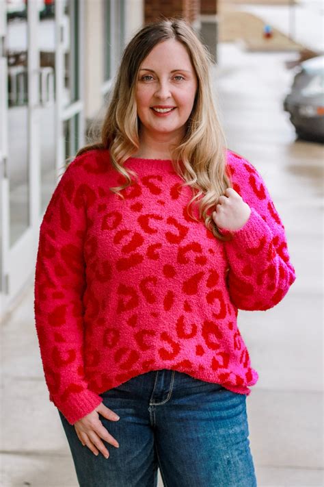 The Penelope Plush Sweater In Pink Punch Allure Clothing Boutique