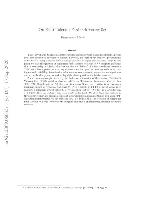 On Fault Tolerant Feedback Vertex Set Deepai