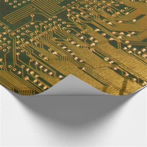 gold electronics circuit board wrapping paper zazzle