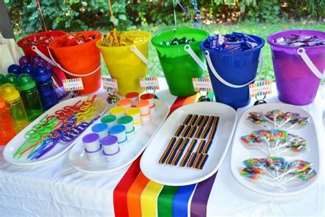Rainbow Theme Birthday Party Favors Table Playdough Party Rainbow