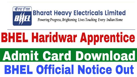 Bhel Haridwar Apprentice Admit Card 2022 Iti Education