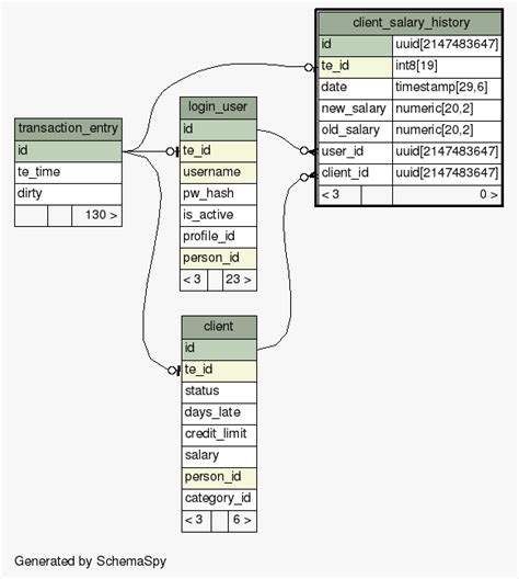 SchemaSpy Table Stoq Schema Public Client Salary History