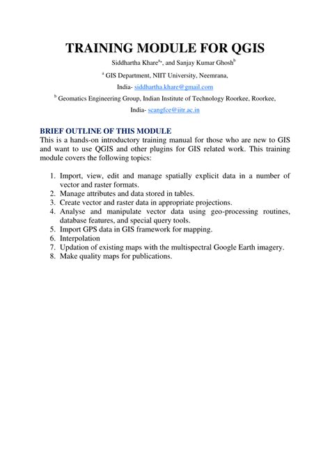 PDF TRAINING MODULE FOR QGIS