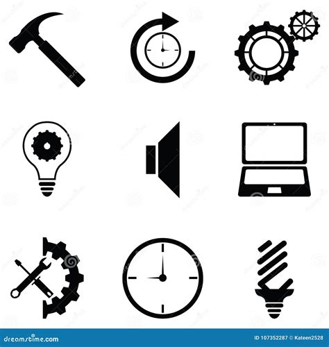 Sistema Del Icono De Los Ajustes Ilustración del Vector Ilustración