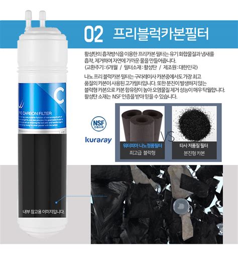 워터피아 나노케어 정수기필터 1년치 8개 세트 11인치 워터텍