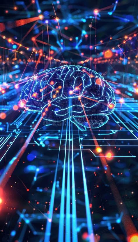 Abstract Visualization Of Ai Algorithms And Neural Pathways For