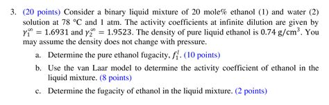 solved 20 points consider a binary liquid mixture of 20