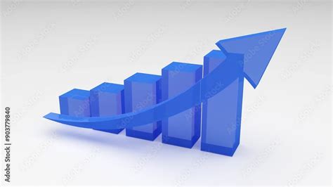 3d Animation Of A Dynamic Blue Bar Graph Rising With An Upward Arrow Symbolizing Business