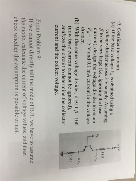 Solved Consider This Circuit If The Base Voltage V B Is
