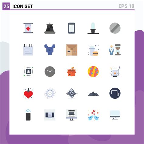 25 Thematic Vector Flat Colors And Editable Symbols Of Education Blade Smart Phone Weapon Light