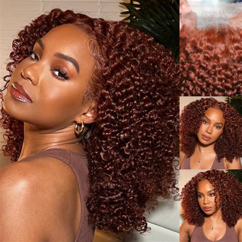 Julia Hair Kinky Curly 13x4 Lace Frontal Wig Reddish Brown Color